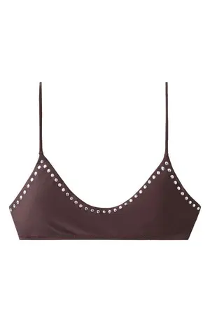 Mango Stud Triangle Swim Top - Brown