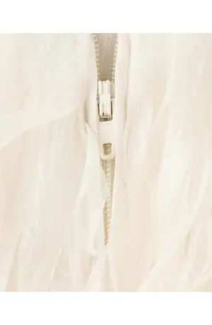 Mango Textured Fringe Strapless Crop Top