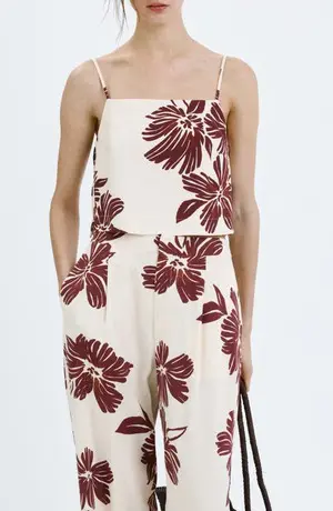 Mango Floral Cotton Tank - Ecru