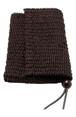 Mango Woven Raffia Pouch With Beaded Wristlet