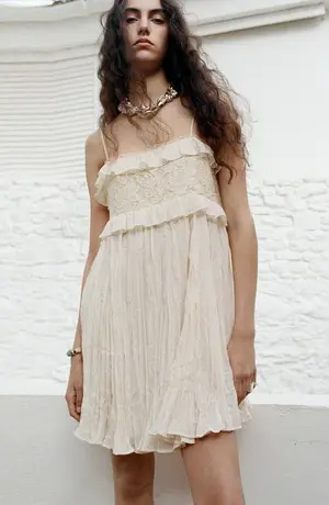 Mango Crinkle Lace Sleeveless Dress