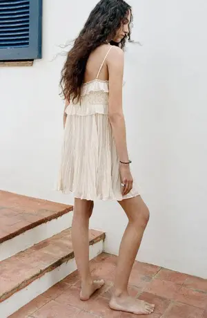 Mango Crinkle Lace Sleeveless Dress