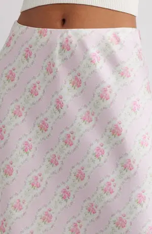 LoveShackFancy Floral Print Lace Midi Skirt