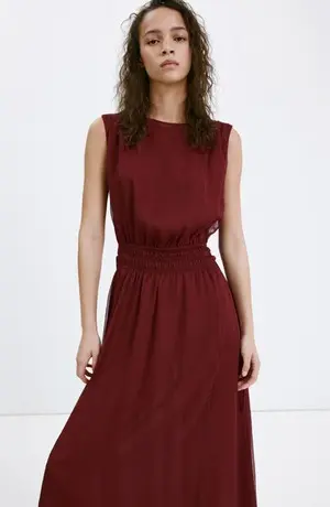 Mango Sleeveless Gathered Waist Dress