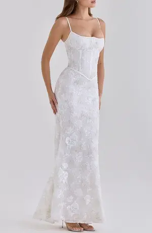 House Of Cb Naima Hand Beaded Gown