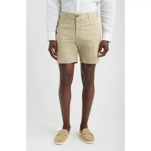Berle Flat Front Cotton Shorts - Tan