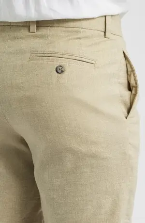 Berle Flat Front Cotton Shorts - Tan