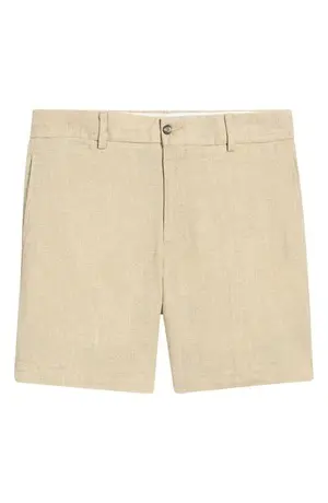 Berle Flat Front Cotton Shorts - Tan