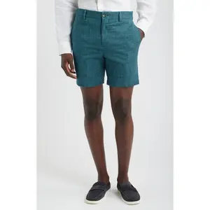 Berle Flat Front Cotton Shorts - Teal
