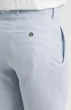 Berle Flat Front Mini Cotton Seersucker Shorts