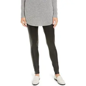 Halogen Faux Leather Leggings - Black