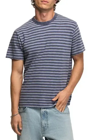 Lucky Brand Weekend Relaxed Stripe Cotton T-shirt - Blue Multi