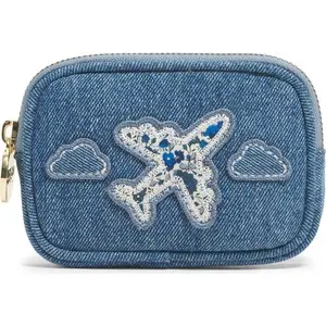 Stoney Clover Lane Airplane Patch Micro Pouch - Medium Wash Denim