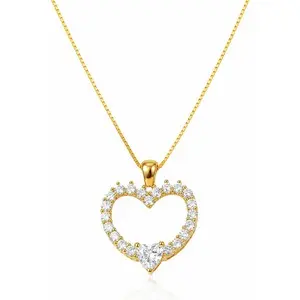 THE M JEWELERS Plated Heart Pendant Necklace With Cubic Zirconia - Gold