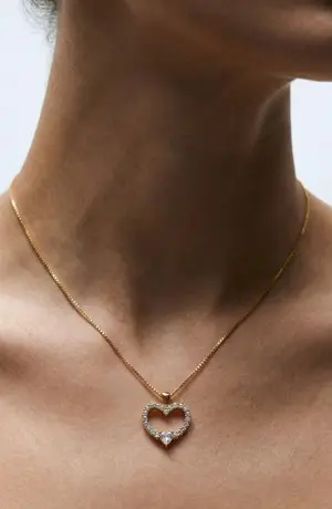 THE M JEWELERS Plated Heart Pendant Necklace With Cubic Zirconia