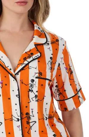 ROOM SERVICE Print Pajamas - Orange Stripe