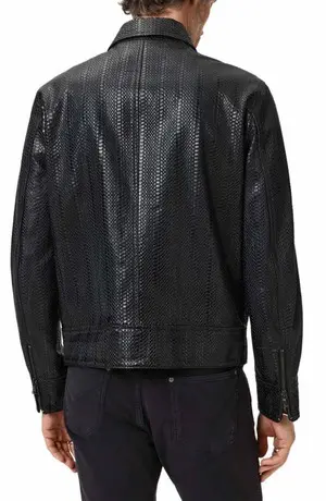 John Varvatos Benjamin Embossed Leather Jacket