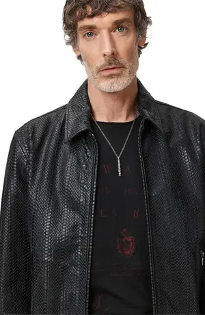 John Varvatos Benjamin Embossed Leather Jacket