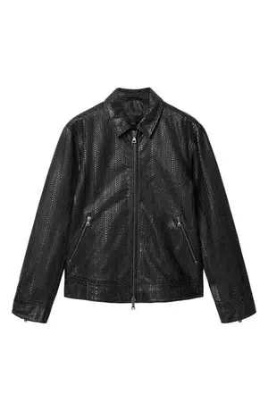John Varvatos Benjamin Embossed Leather Jacket