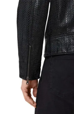 John Varvatos Benjamin Embossed Leather Jacket