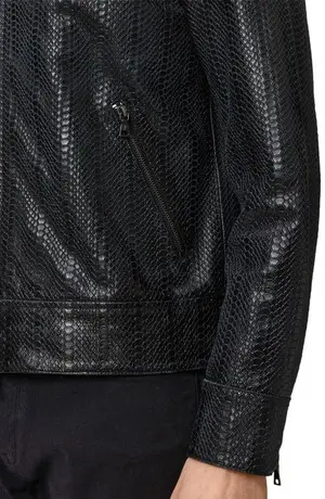 John Varvatos Benjamin Embossed Leather Jacket