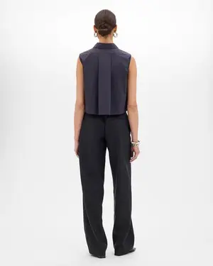Another Tomorrow Cropped Sleeveless Shirt