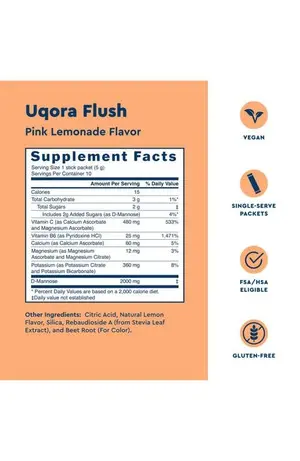 UQORA Flushurinary Tract With D-mannose, Vitamin C, Vitamin B6, Potassium