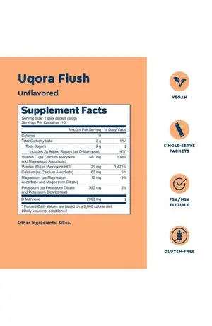 UQORA Flushurinary Tract With D Mannose, Vitamin C, Vitamin B6, Potassium
