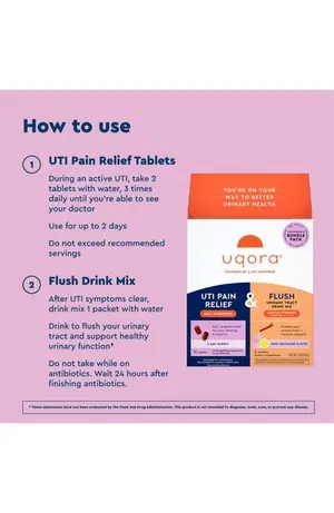 UQORA Uti Pain Relief And Urinary Tract Supplement Drink Mix Bundle