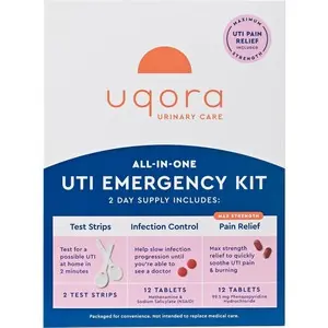 UQORA Uti Test Strip Kit With 12 Uti Pain Relief Tablets And 12 Urinary Tract Support Tablets - None