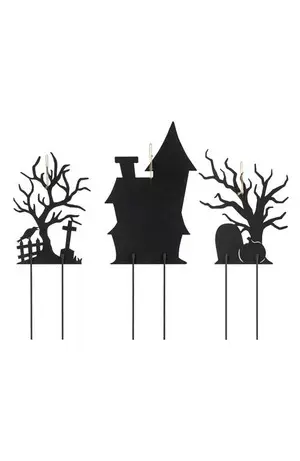GLITZHOM Set Of 3 Halloween Metal Haunted House Yard Stake