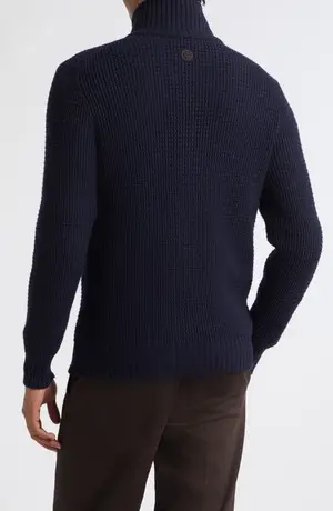 Isaia Wool Zip-up Bomber Cardigan
