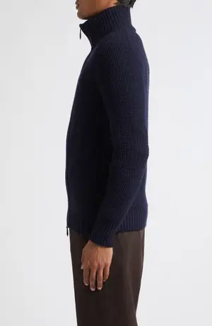 Isaia Wool Zip-up Bomber Cardigan