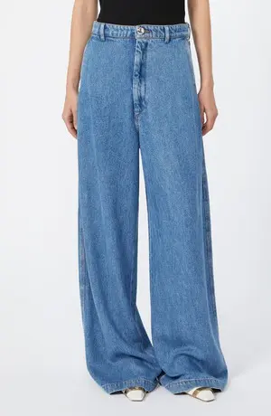 Sportmax Wide Leg Lyocell Denim Jeans - Midnight Blue