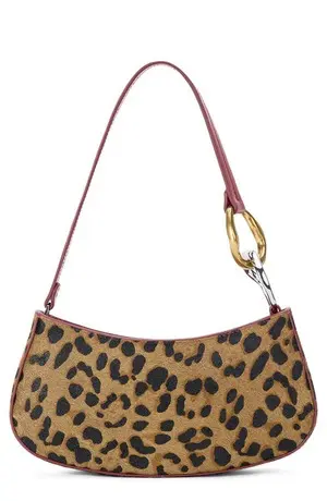 Staud STAUD Ollie Genuine Calf Hair Shoulder Bag Cheetah