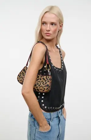 Staud Ollie Genuine Calf Hair Shoulder Bag - Cheetah