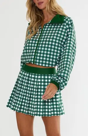 Beach Riot Irina Pleated Check Miniskirt