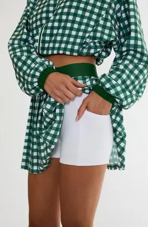 Beach Riot Irina Pleated Check Miniskirt