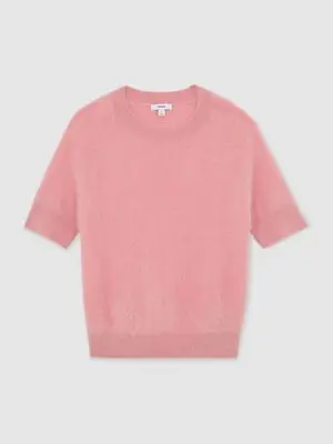 REISS Julia 100% Brushed Cashmere Short-sleeve Top