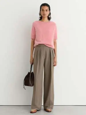 REISS Julia 100% Brushed Cashmere Short-sleeve Top