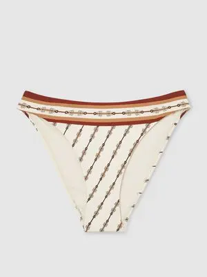 REISS Chain-print Bikini Bottoms - Ivory