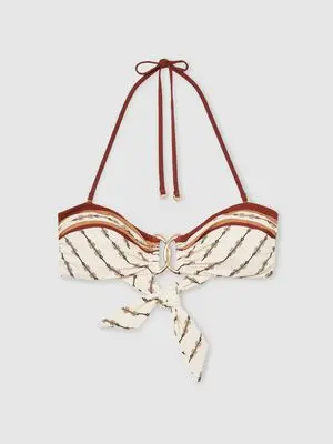 REISS Johannah Chain-print Bandeau Halterneck Bikini Top