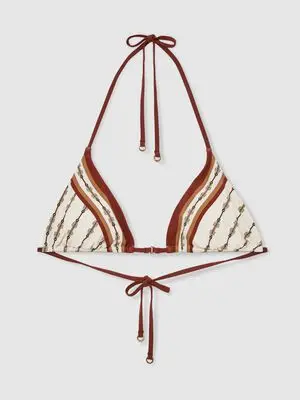REISS Tina Chain-print Triangle Bikini Top