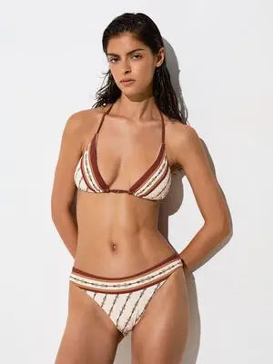 REISS Tina Chain-print Triangle Bikini Top