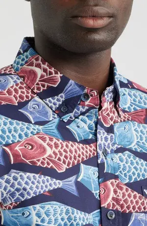 KAHALA Upstream Short Sleeve Cotton Button-down Shirt