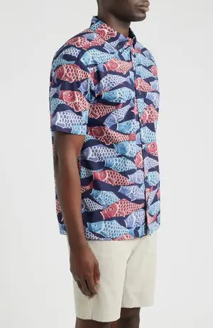 KAHALA Upstream Short Sleeve Cotton Button-down Shirt