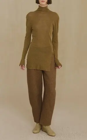 CORTANA Undo Wool-cotton Straight Leg Pants