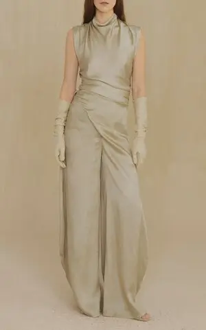 CORTANA Ocaso Satin Wrap Pants - Off-white