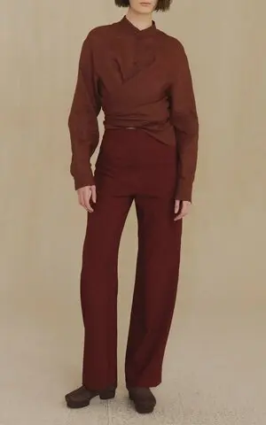 CORTANA Margot Linen-wool Straight-leg Pants