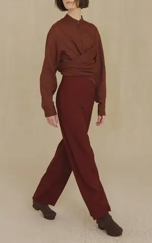 CORTANA Margot Linen-wool Straight-leg Pants